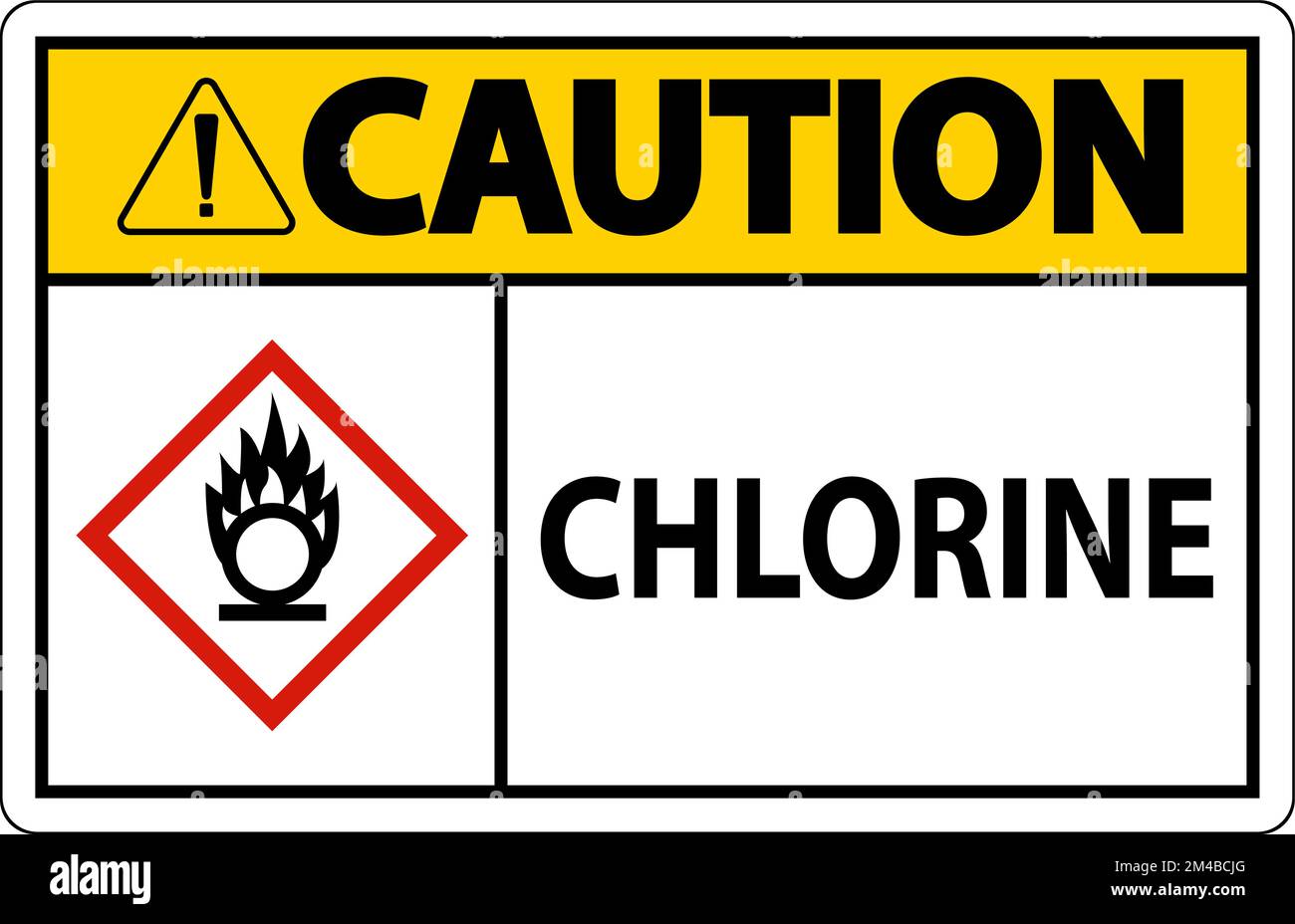 Caution Chlorine Oxidizer GHS Sign On White Background Stock Vector ...