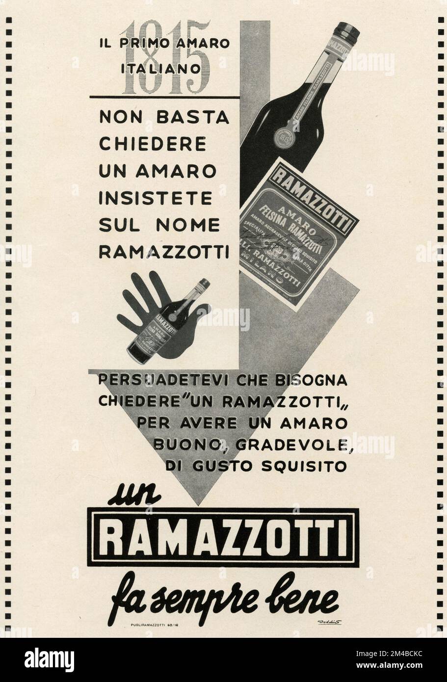Vintage newspaper ad of Ramazzotti liqueur, Italy 1930s Stock Photo - Alamy