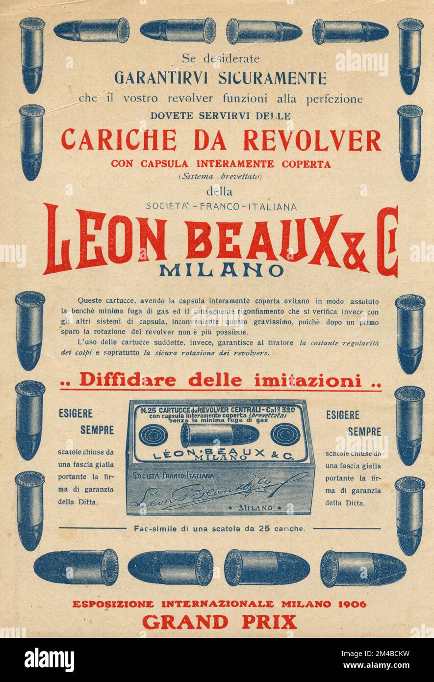 Vintage newspaper ad of Leon Beaux & Co. bullets, Italy 1930s Stock ...