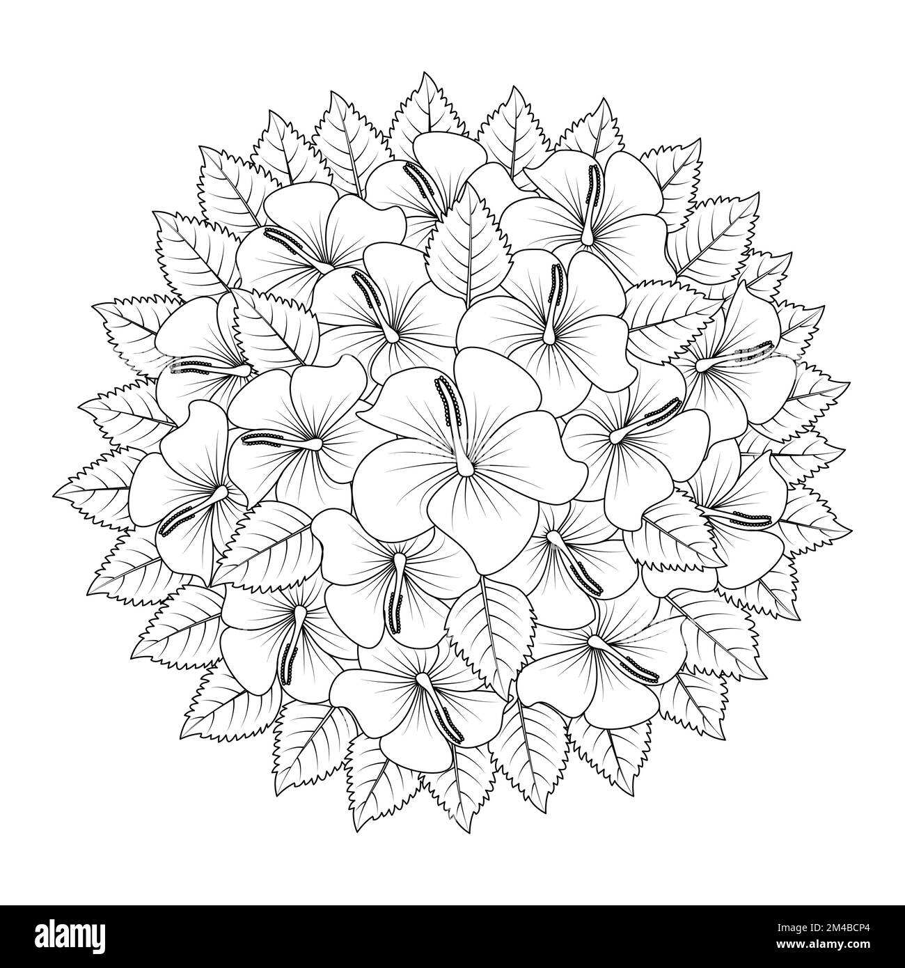 hibiscus syriacus flower or common hibiscus flower coloring page of ...