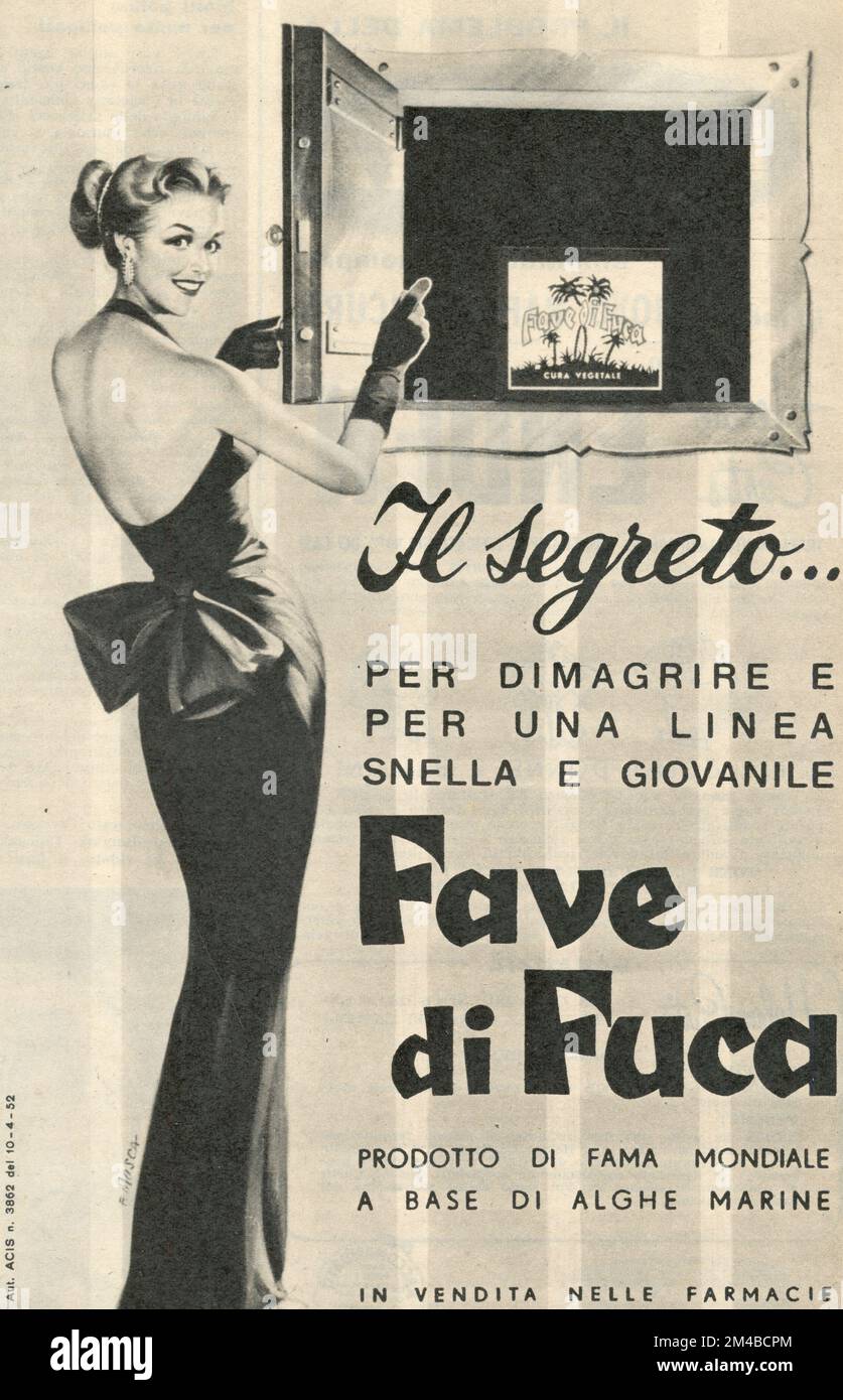 Vintage newspaper ad of Fave di Fuca slimming products, Italy 1920s ...