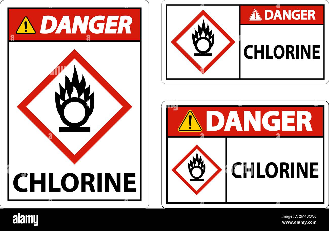 Danger Chlorine Oxidizer GHS Sign On White Background Stock Vector ...