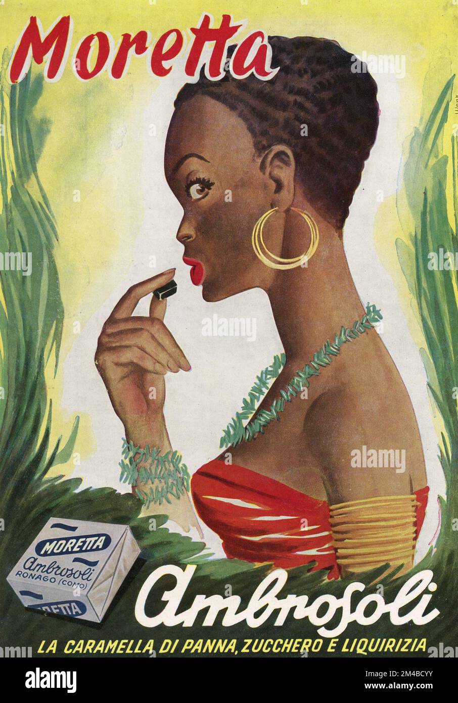 Vintage newspaper ad of Ambrosoli Moretta candies, Italy 1960s Stock ...
