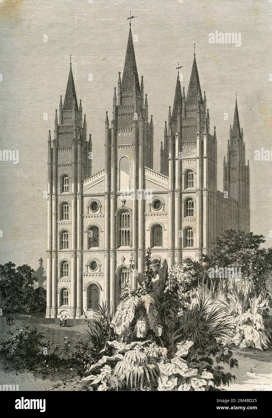 Facade of the Mormons' Temple, Salt Lake City, Utah, USA, illustration ...