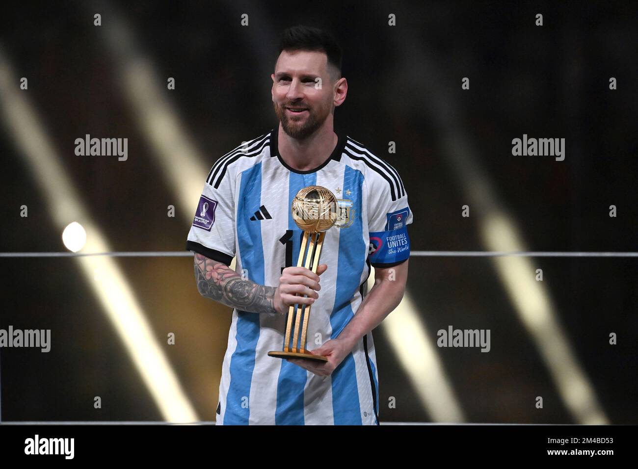 Messi with golden ball hi-res stock photography and images - Alamy