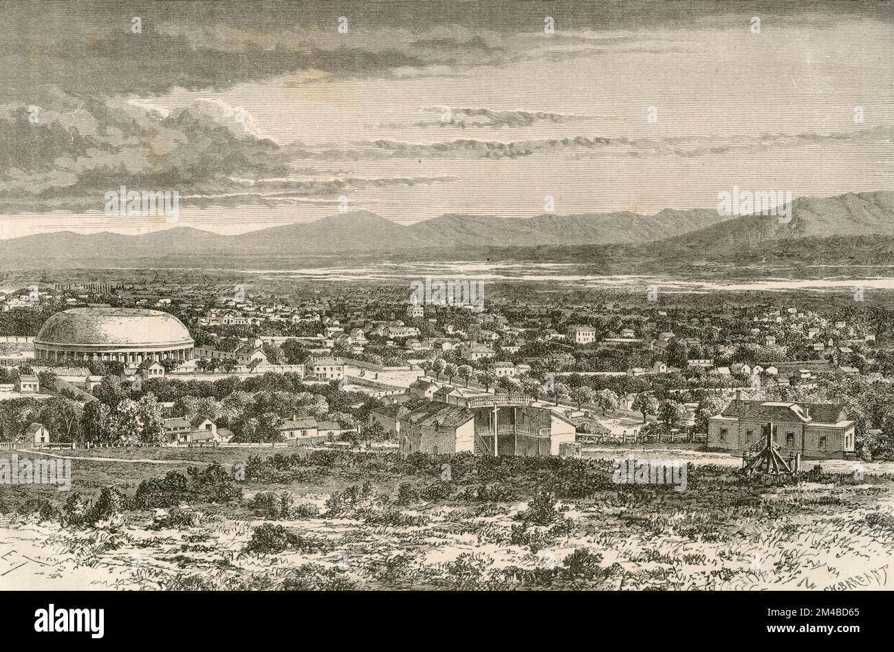 View of the west side of Salt Lake City, Utah, USA, illustration 1871 ...