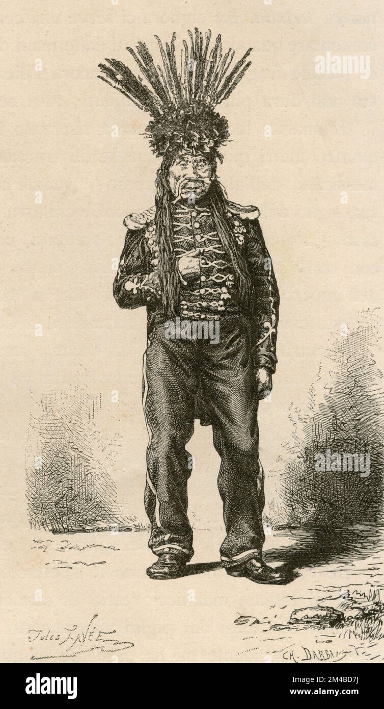 Chief of the Pah-Yuti or Pahute Paiute Indian tribe, USA, illustration ...