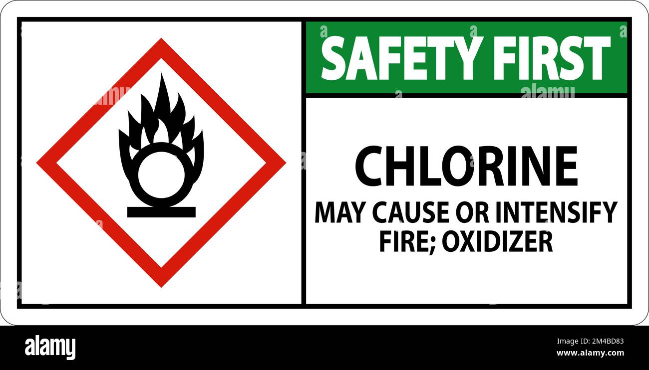 Safety First Chlorine May Cause Or Intensify Fire GHS Sign Stock Vector ...