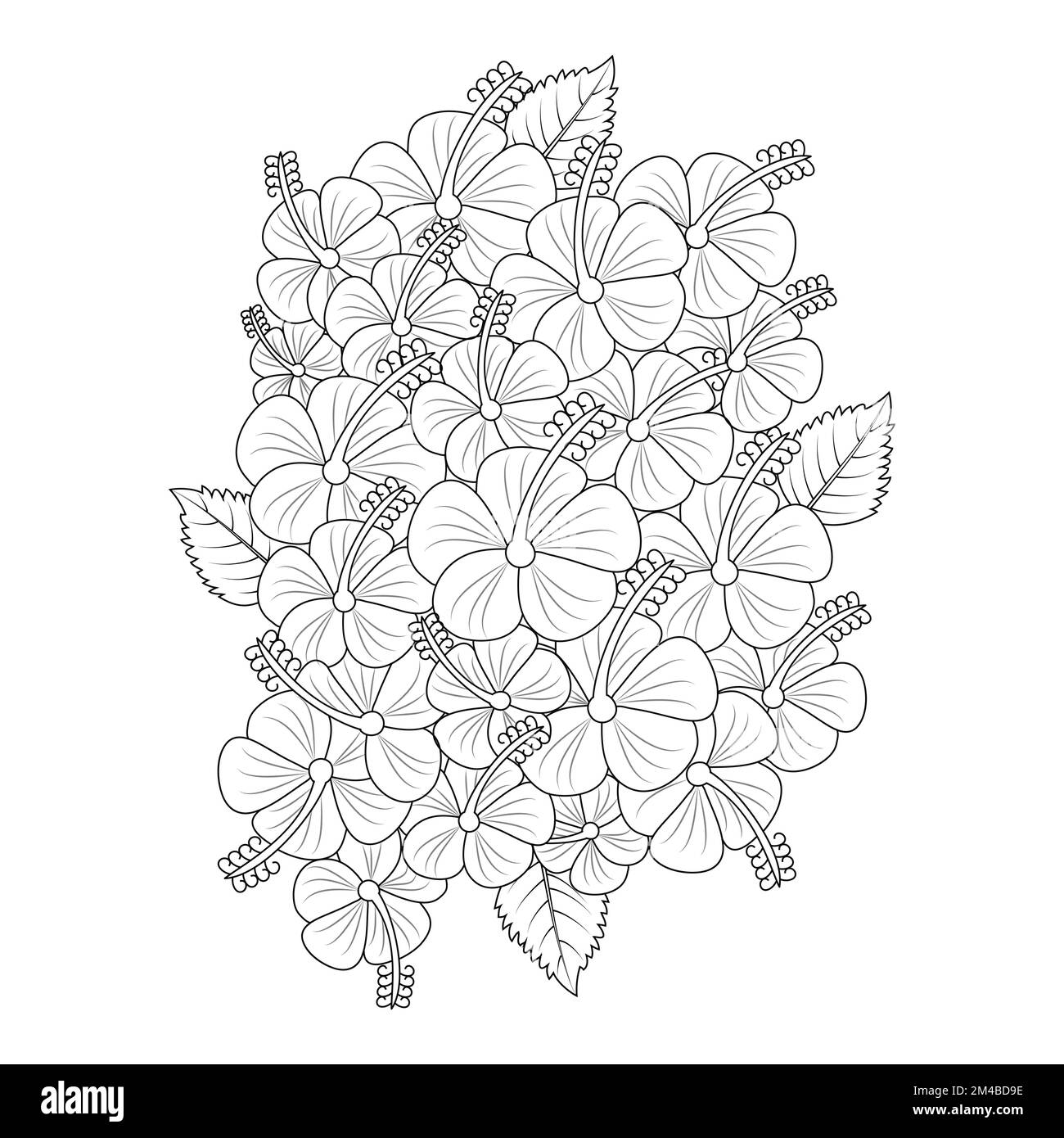 hibiscus syriacus flower or common hibiscus flower coloring page of ...