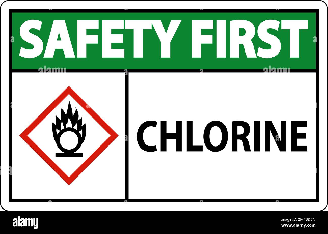 Safety First Chlorine Oxidizer GHS Sign On White Background Stock ...