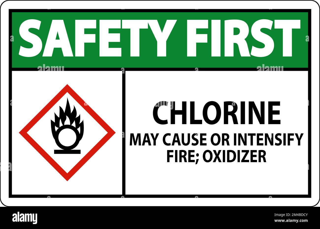 Safety First Chlorine May Cause Or Intensify Fire GHS Sign Stock Vector ...