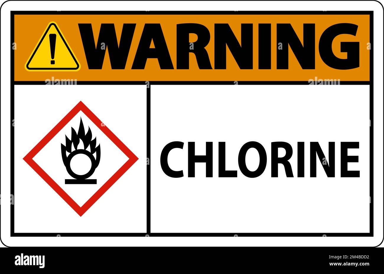 Warning Chlorine Oxidizer GHS Sign On White Background Stock Vector ...