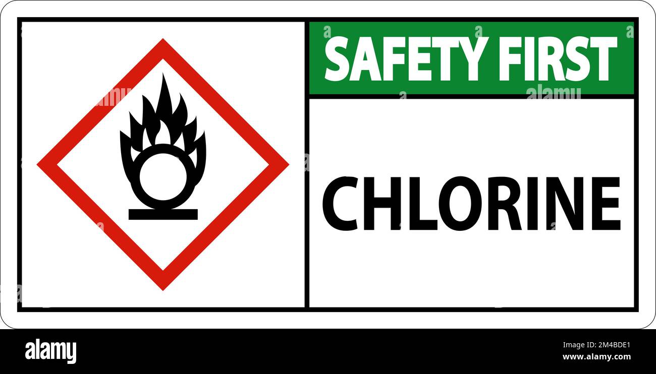 Safety First Chlorine Oxidizer GHS Sign On White Background Stock ...