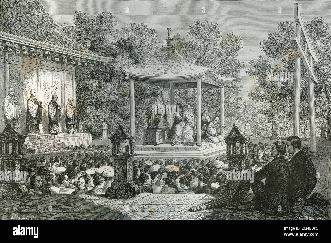 In the Great Temple of Yoshida, Japan, illustration 1871 Stock Photo ...