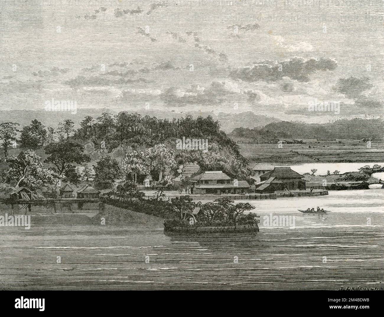 The hotel and the holy island at Kanazawa, Japan, illustration 1871 ...