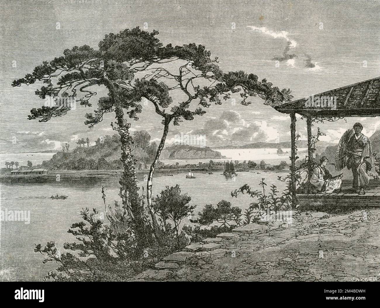The small islands at Kanazawa, Japan, illustration 1871 Stock Photo - Alamy
