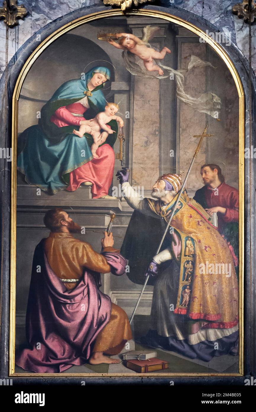 st. peter church: painting by giovan battista moroni, parre, italy ...
