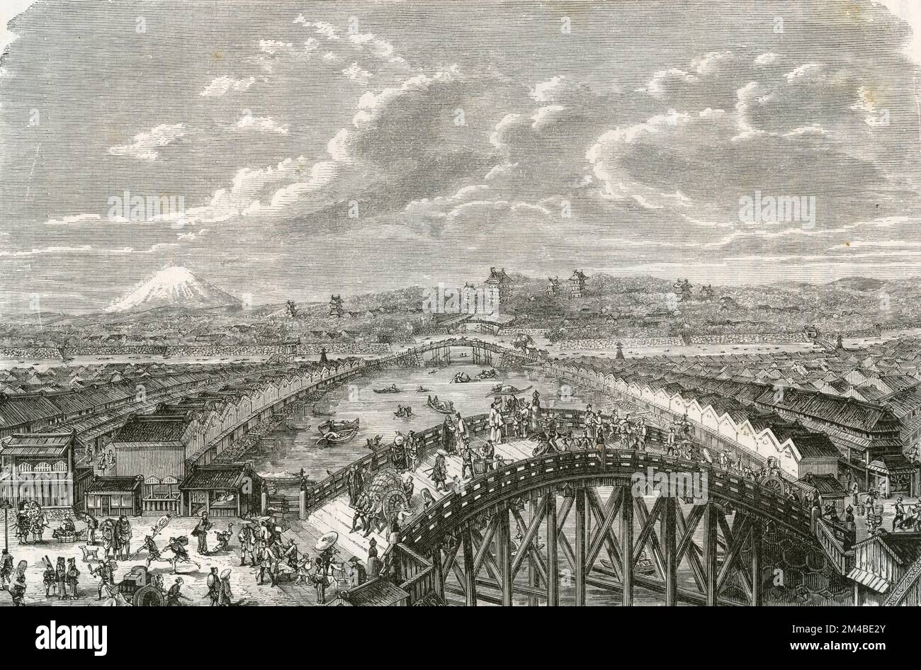 The Niphon-Bashi bridge in Edo (Tokyo), Japan, illustration 1871 Stock ...