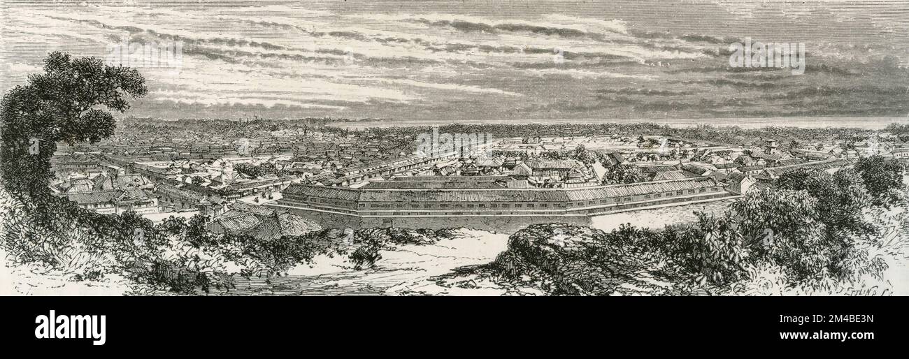 View of Edo (Tokyo) from the bay, Japan, illustration 1871 Stock Photo ...