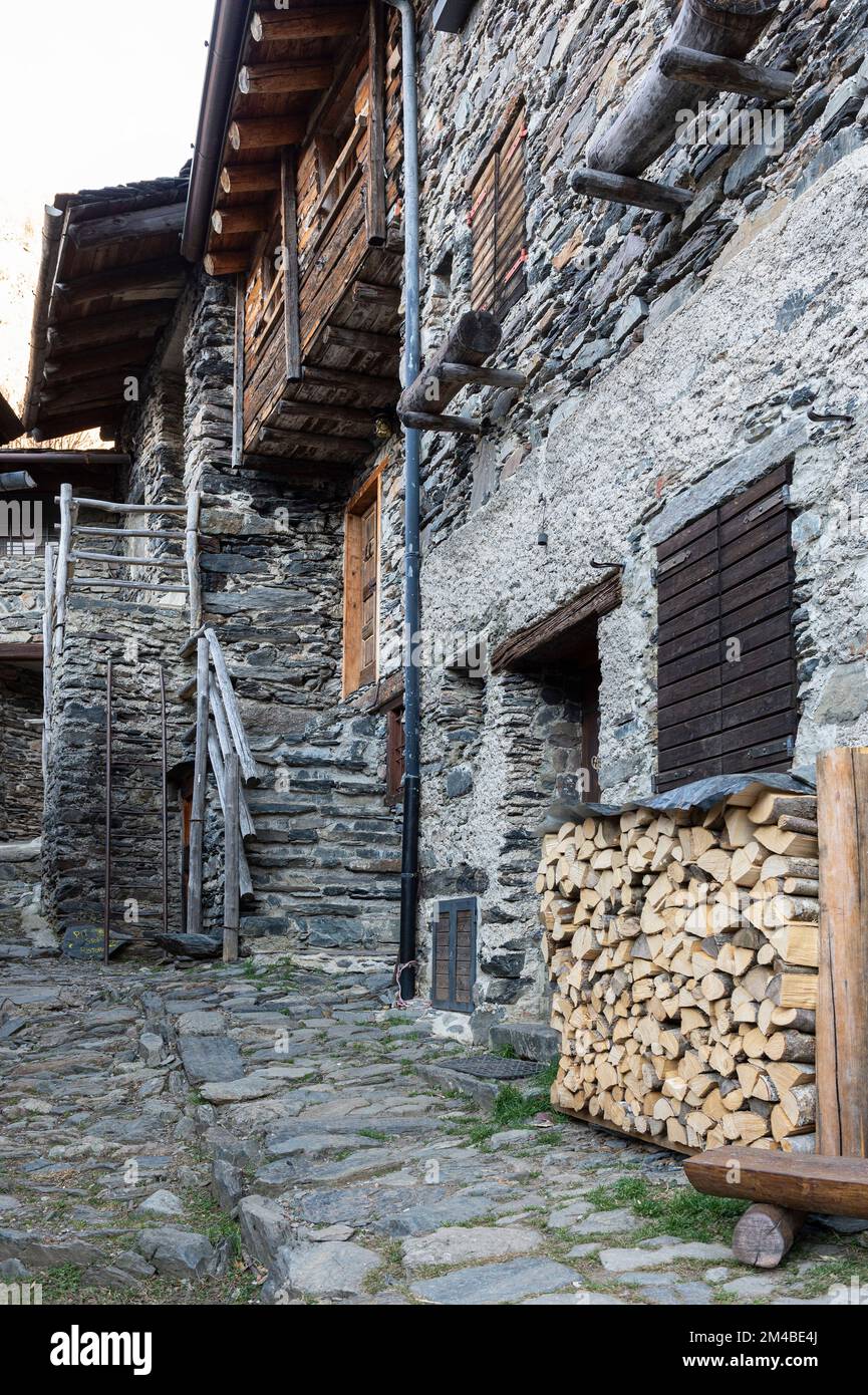 village partial view, valbondione, italy Stock Photo - Alamy