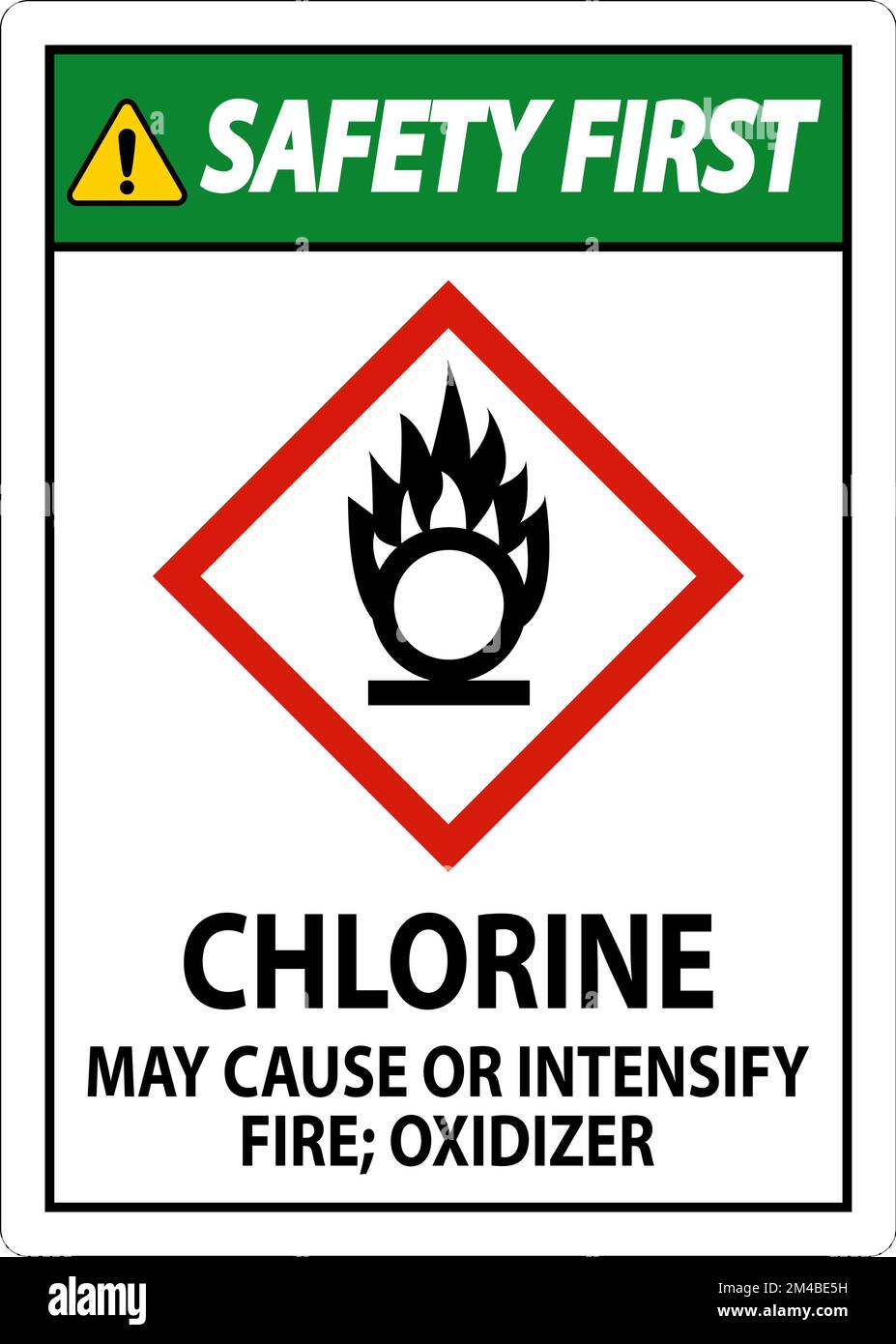Safety First Chlorine May Cause Or Intensify Fire GHS Sign Stock Vector ...