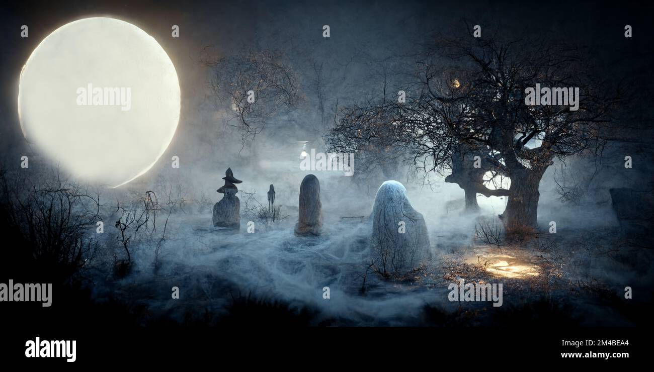 a Halloween day 3d render with spooky Horror Ghosts and Demon ...