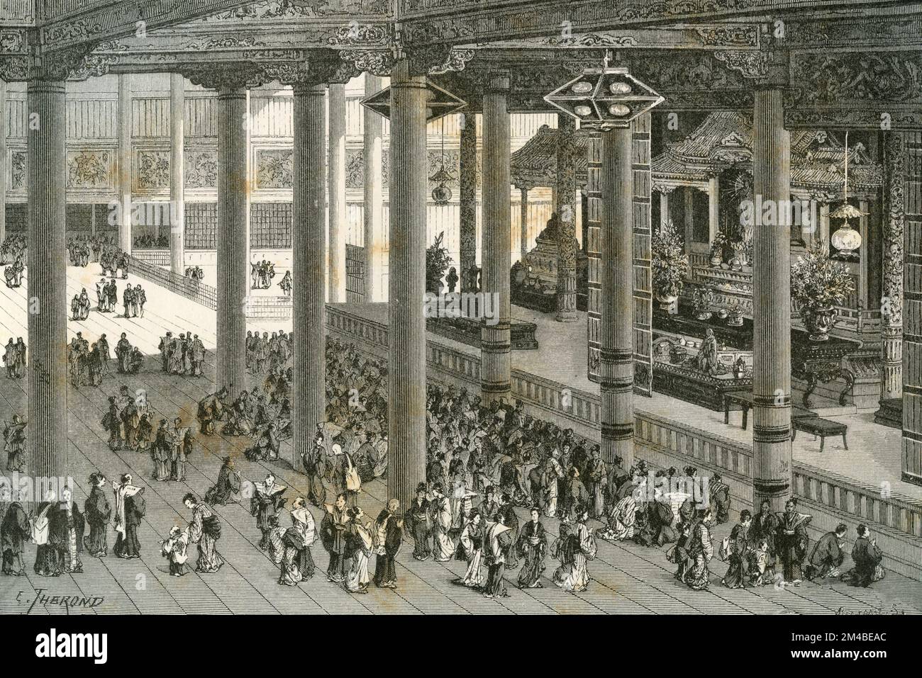Inside the Asakusa temple at Yedo (Tokyo), Japan, illustration 1871 ...