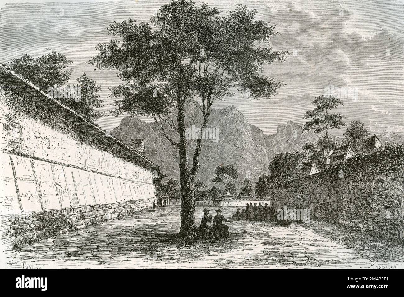 In front of the third wall of the Mikado palace, Kiyoto, Japan ...