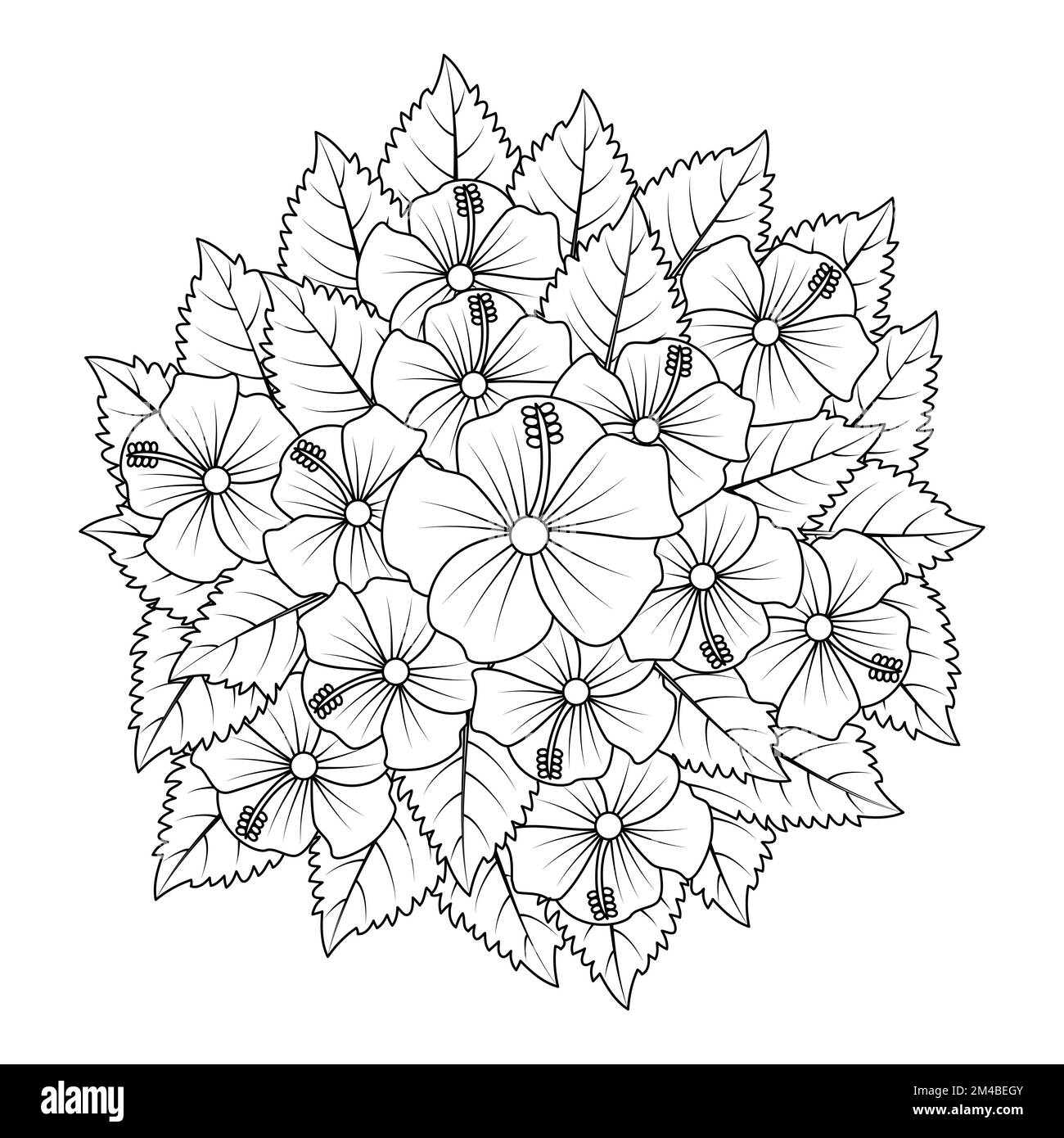 hibiscus syriacus flower or common hibiscus flower coloring page of ...