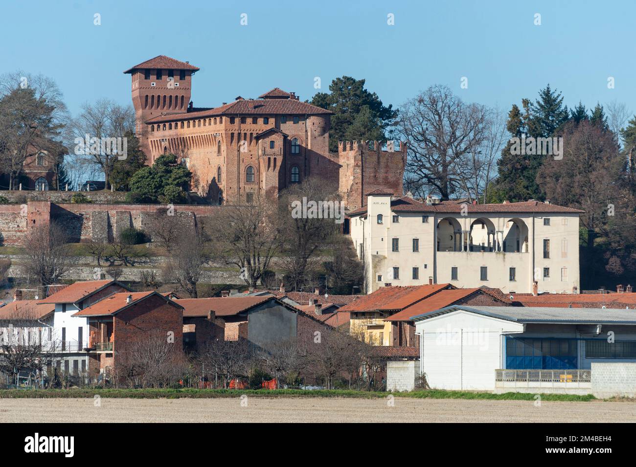 village partial view and castle, barengo, italy Stock Photo - Alamy