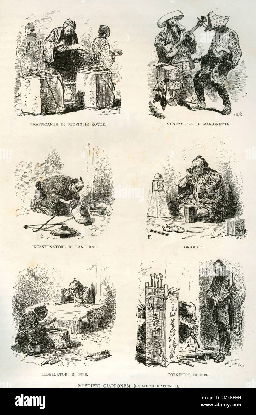Japanese trades, Japan, illustration 1871 Stock Photo - Alamy