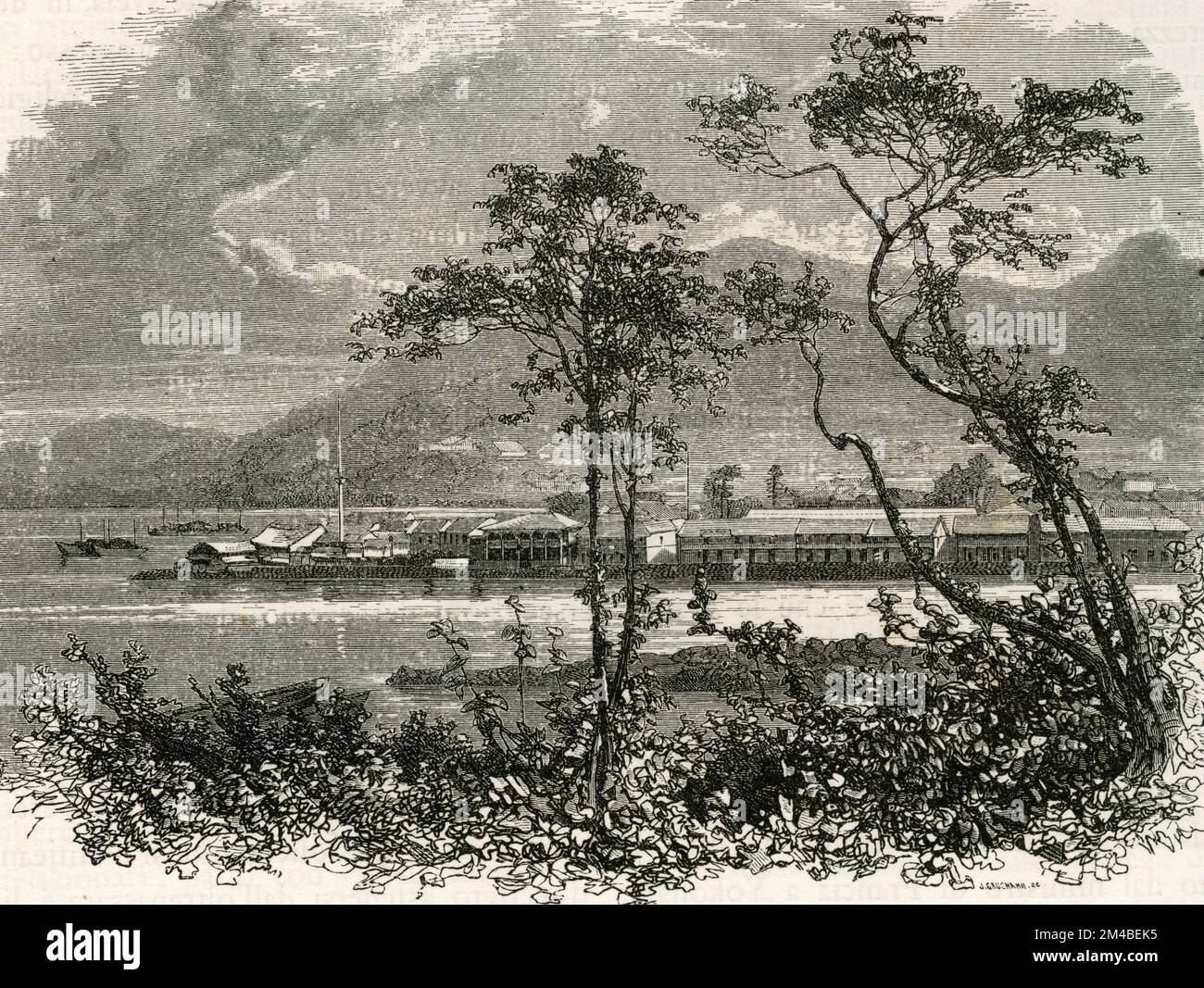 View of Dejima artificial island, former Dutch trading post, Nagasaki ...