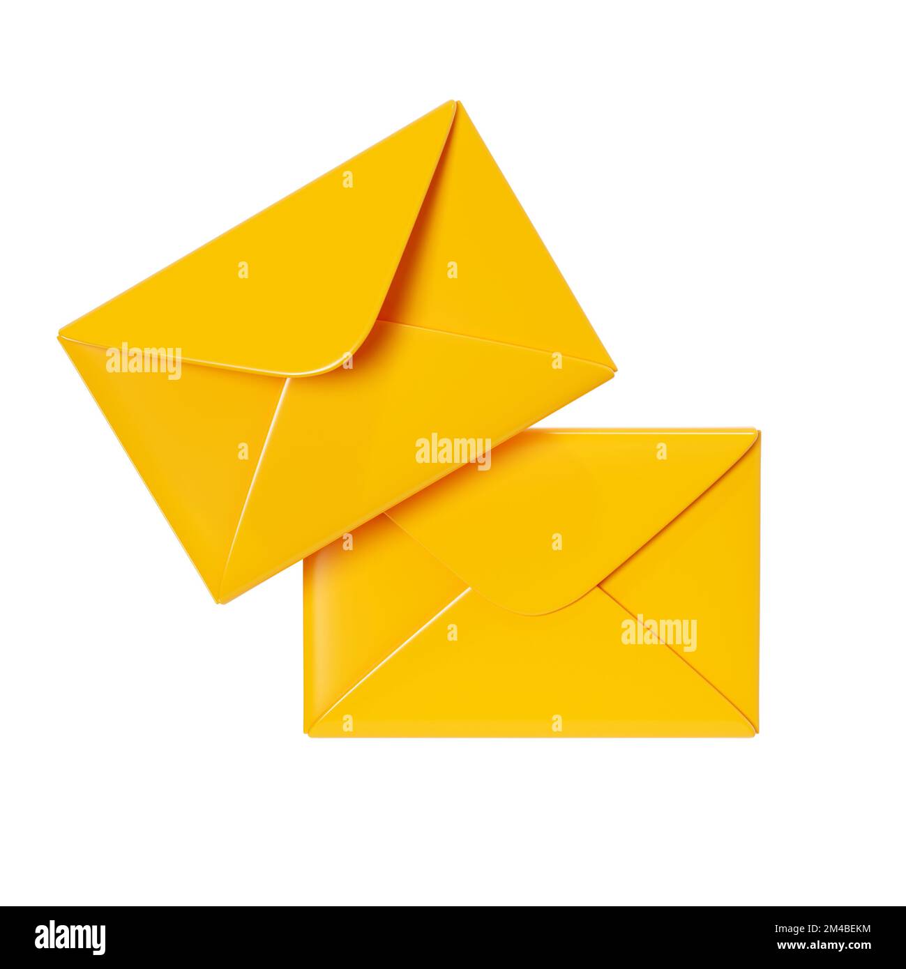 Letter 3d render. Two yellow envelopes - closed and open isolated on ...