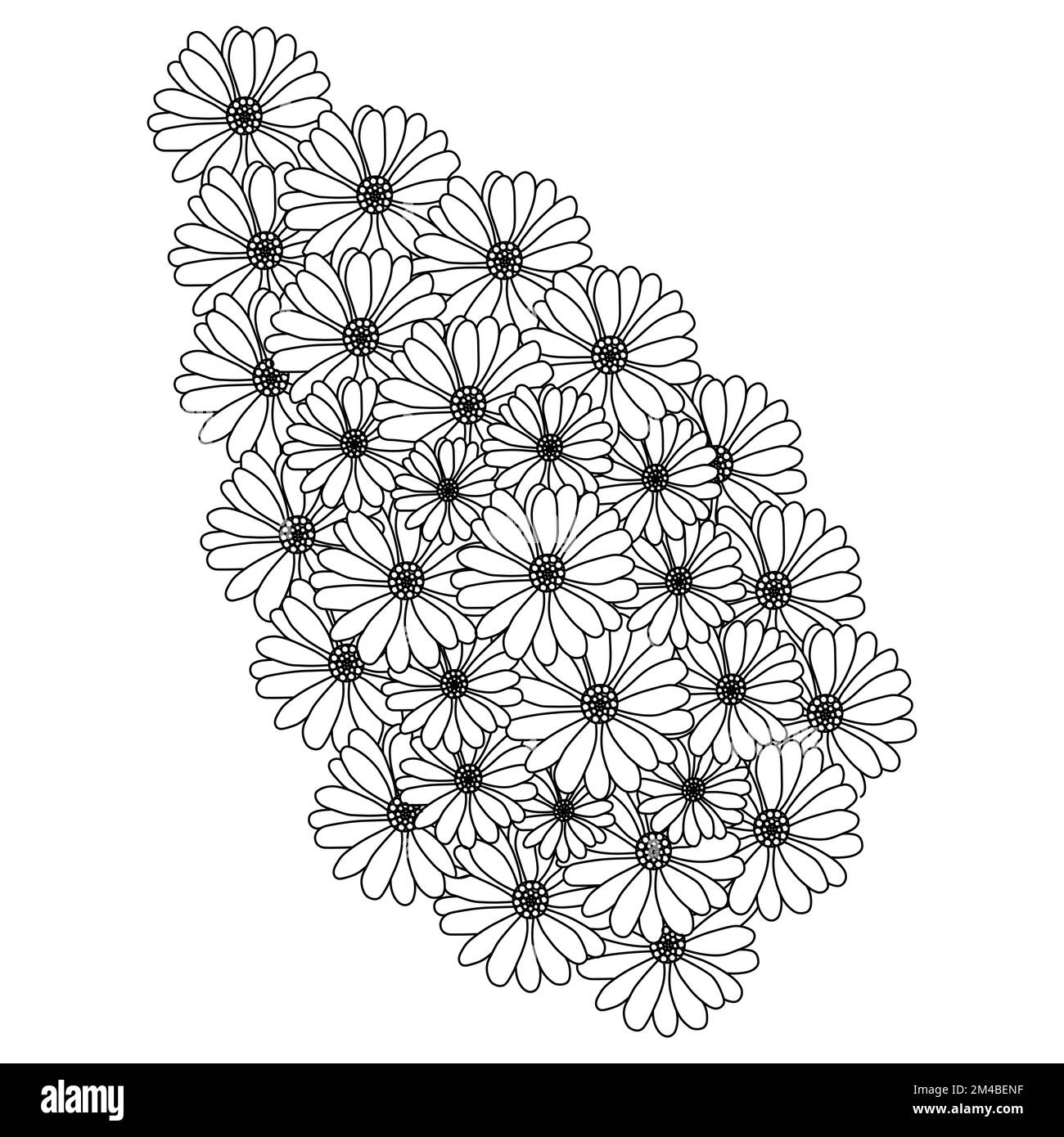 flower coloring page hand drawing line art of black flower with ...