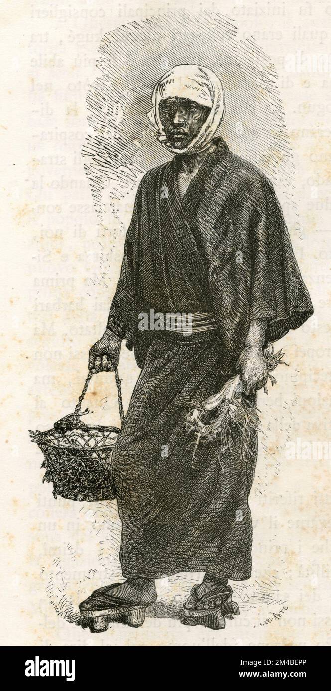 Japanese cook, Japan, illustration 1871 Stock Photo - Alamy