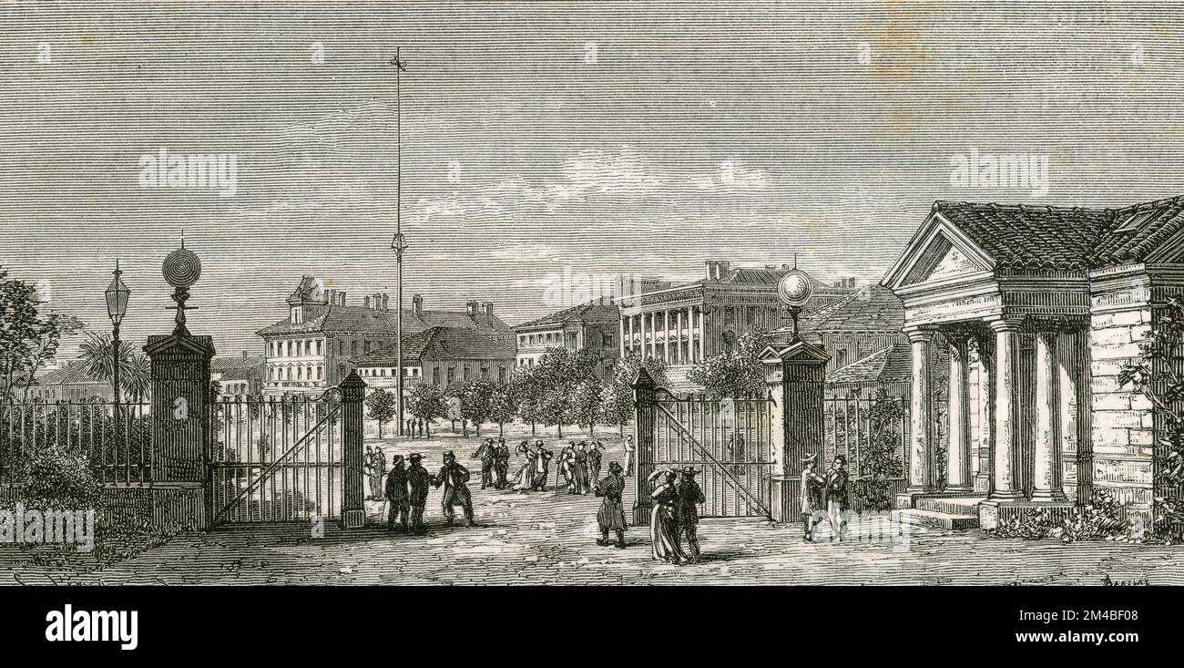 View of Shanghai from a public garden, China, illustration 1871 Stock ...