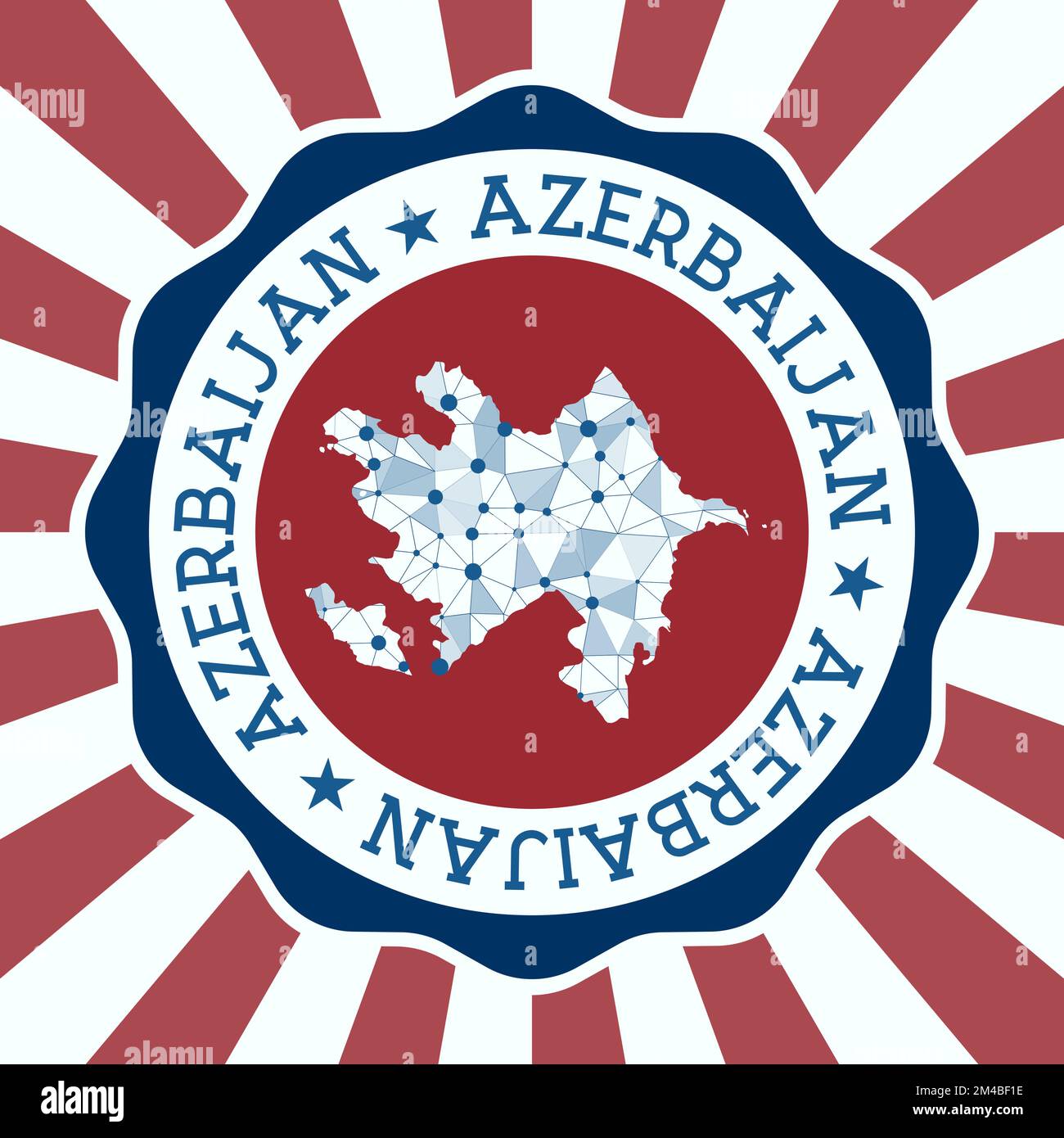 Azerbaijan Badge. Round logo of country with triangular mesh map and ...