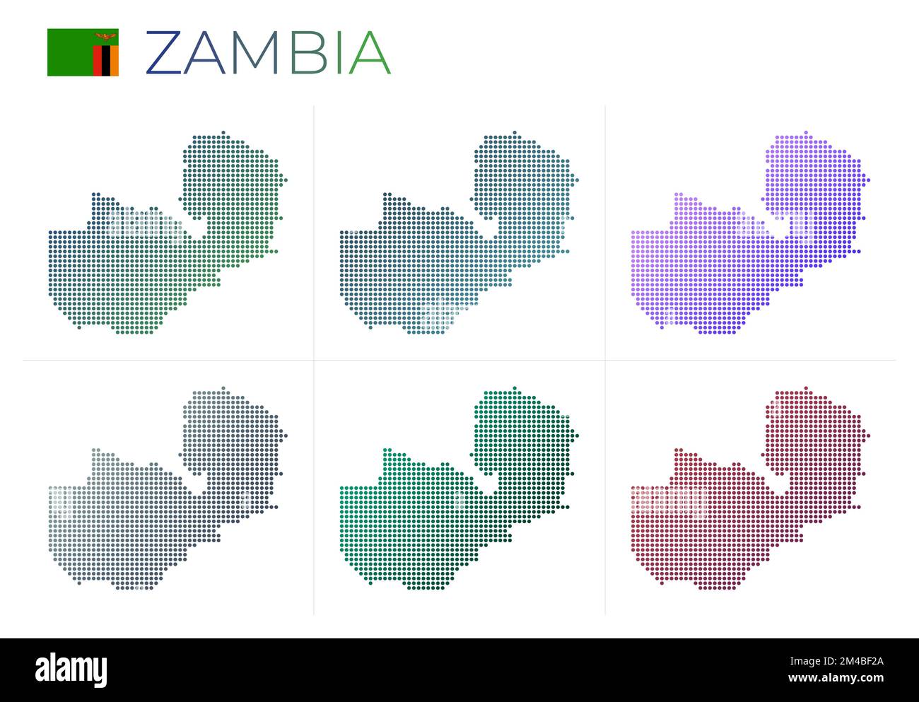 Zambia dotted map set. Map of Zambia in dotted style. Borders of the ...