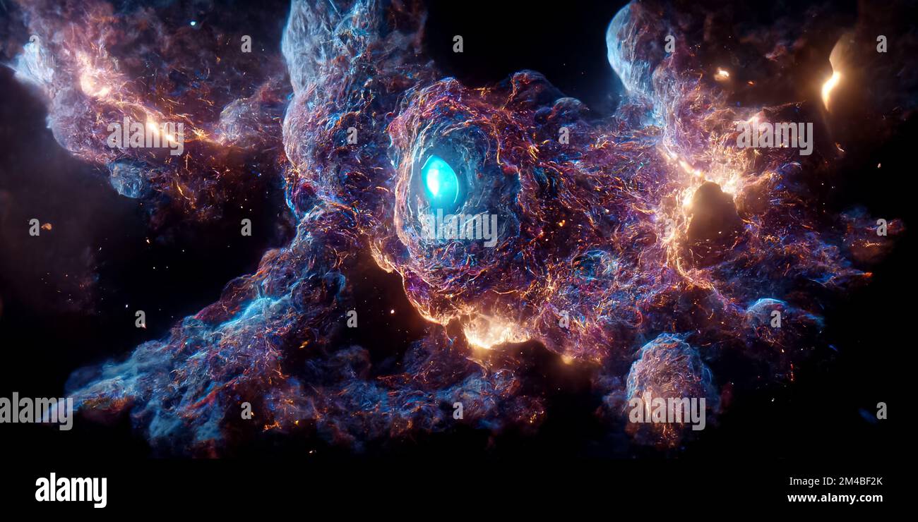 A 3D rendering of beautiful Nebula and galaxies in space Stock Photo ...
