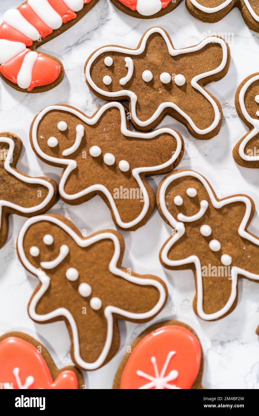 Christmas gingerbread cookies with royal icing Stock Photo - Alamy