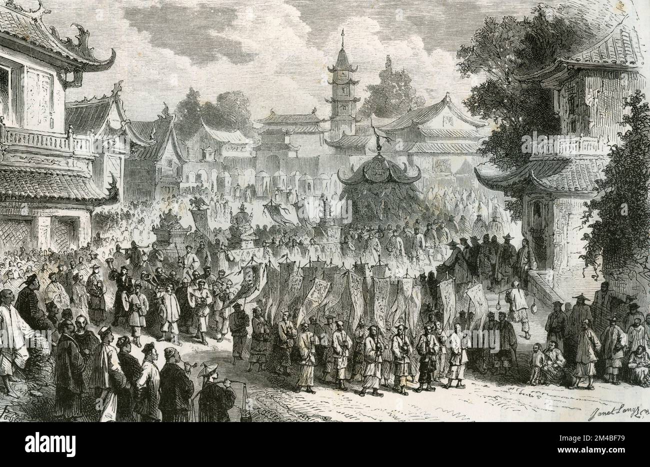 Funeral in Beijing, China, illustration 1871 Stock Photo - Alamy