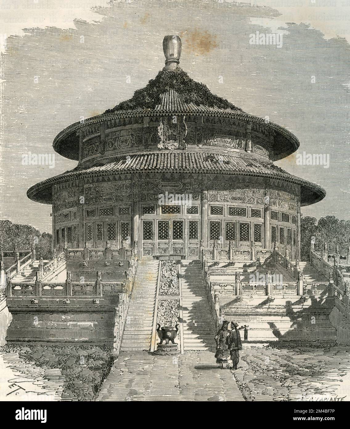 The Temple of Heaven in Beijing, China, illustration 1871 Stock Photo ...