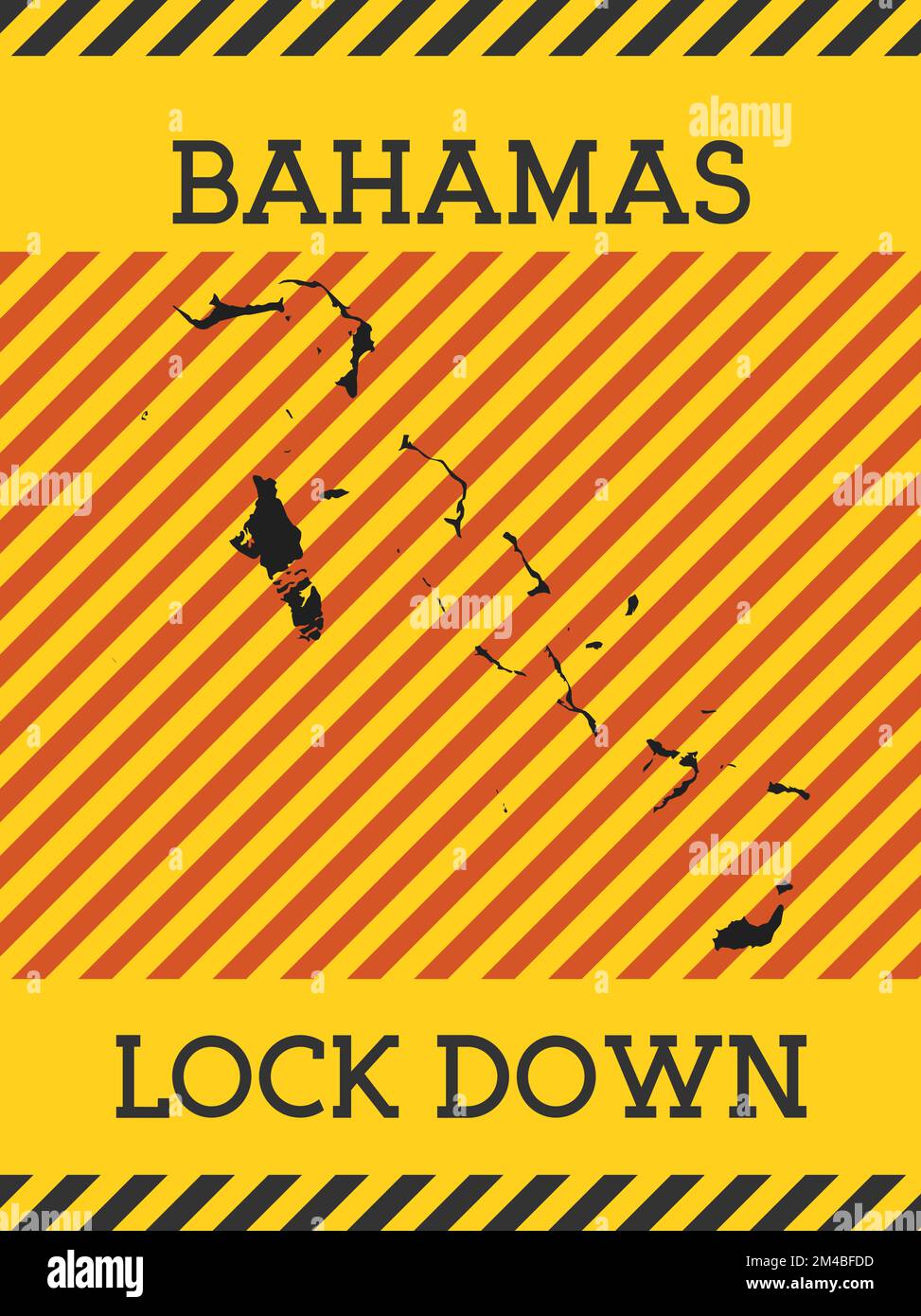 Bahamas Lock Down Sign. Yellow country pandemic danger icon. Vector ...