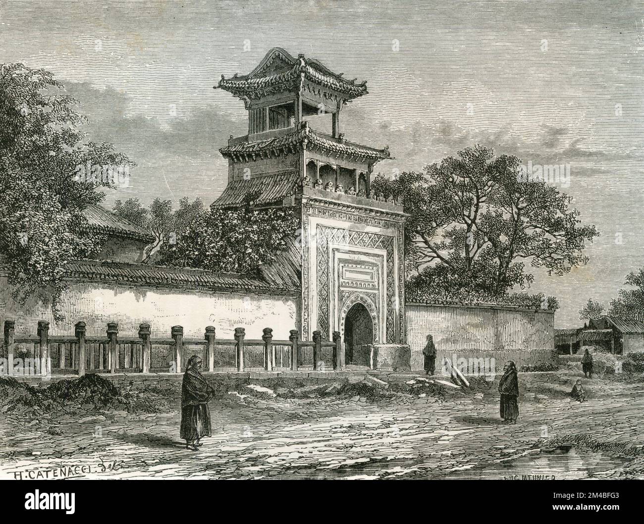 Mohammedan mosque in Beijing, China, illustration 1871 Stock Photo - Alamy