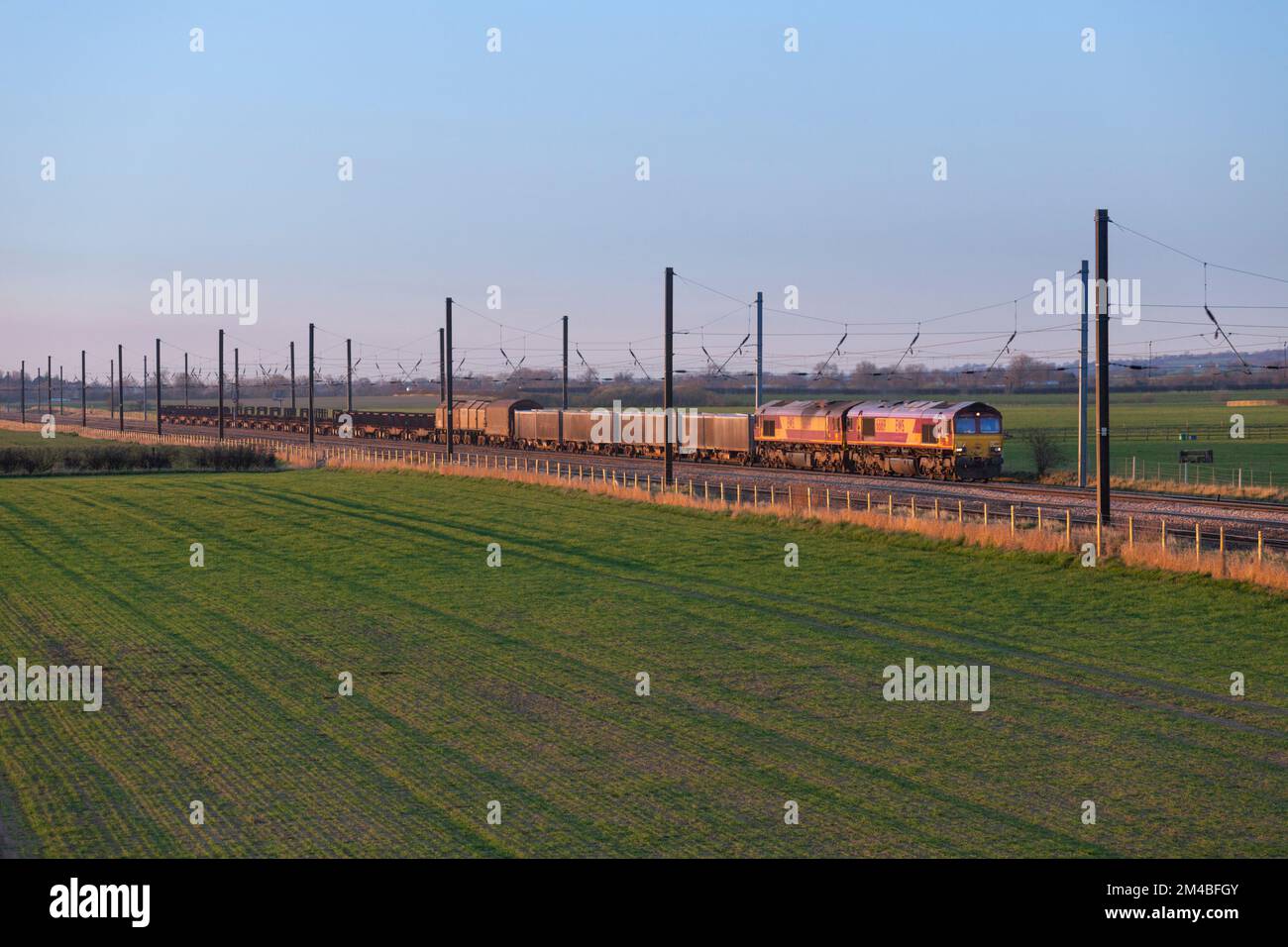 2 DB Cargo rail class 66 locomotive 66169 + 66199 in EWS colours ...