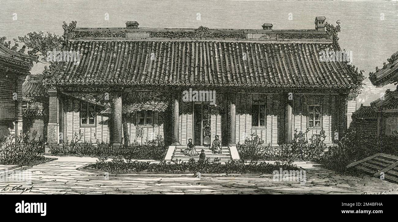 East building of the French legation in Beijing, China, illustration ...