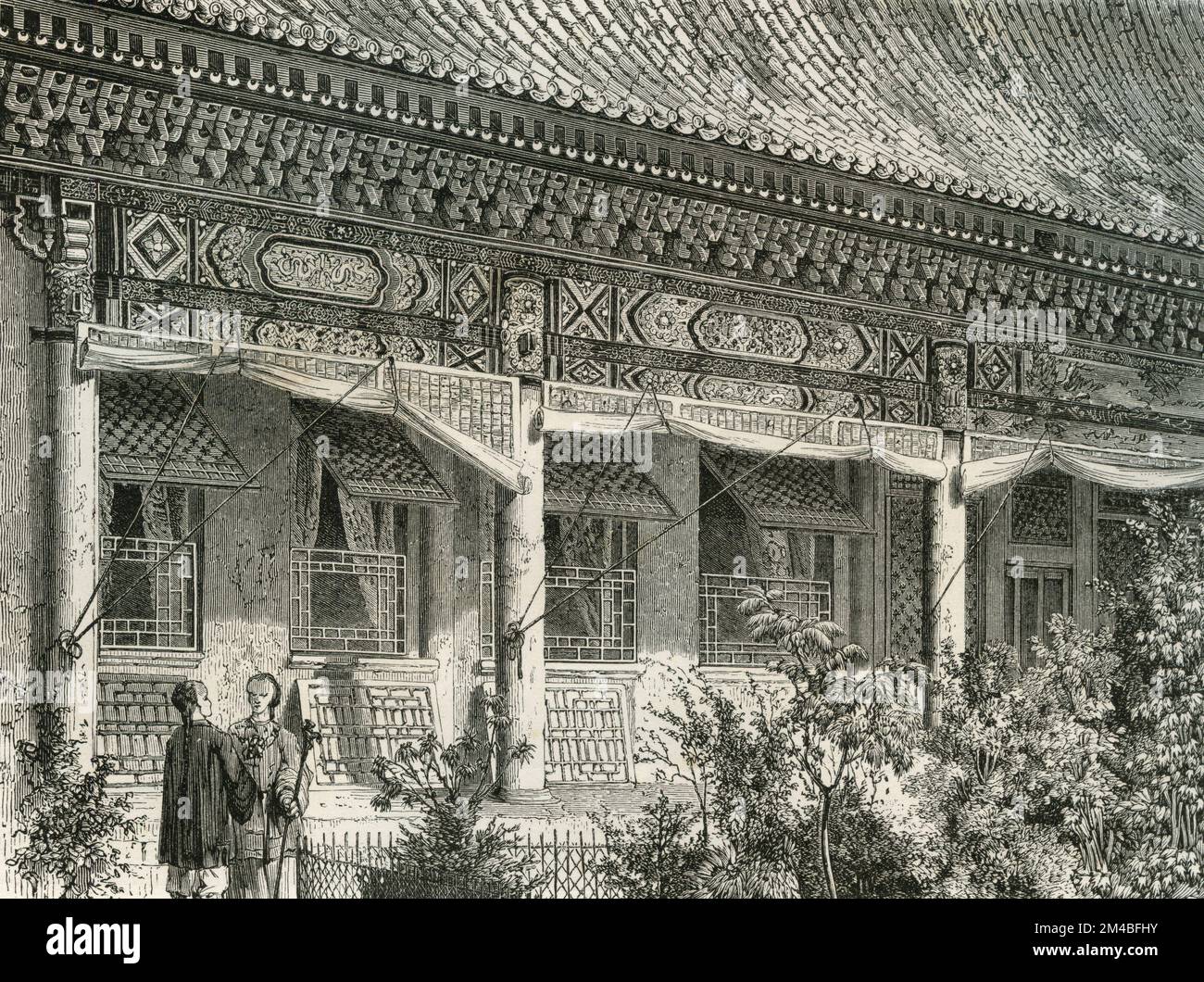 Peristyle of the English legation in Beijing, China, illustration 1871 ...