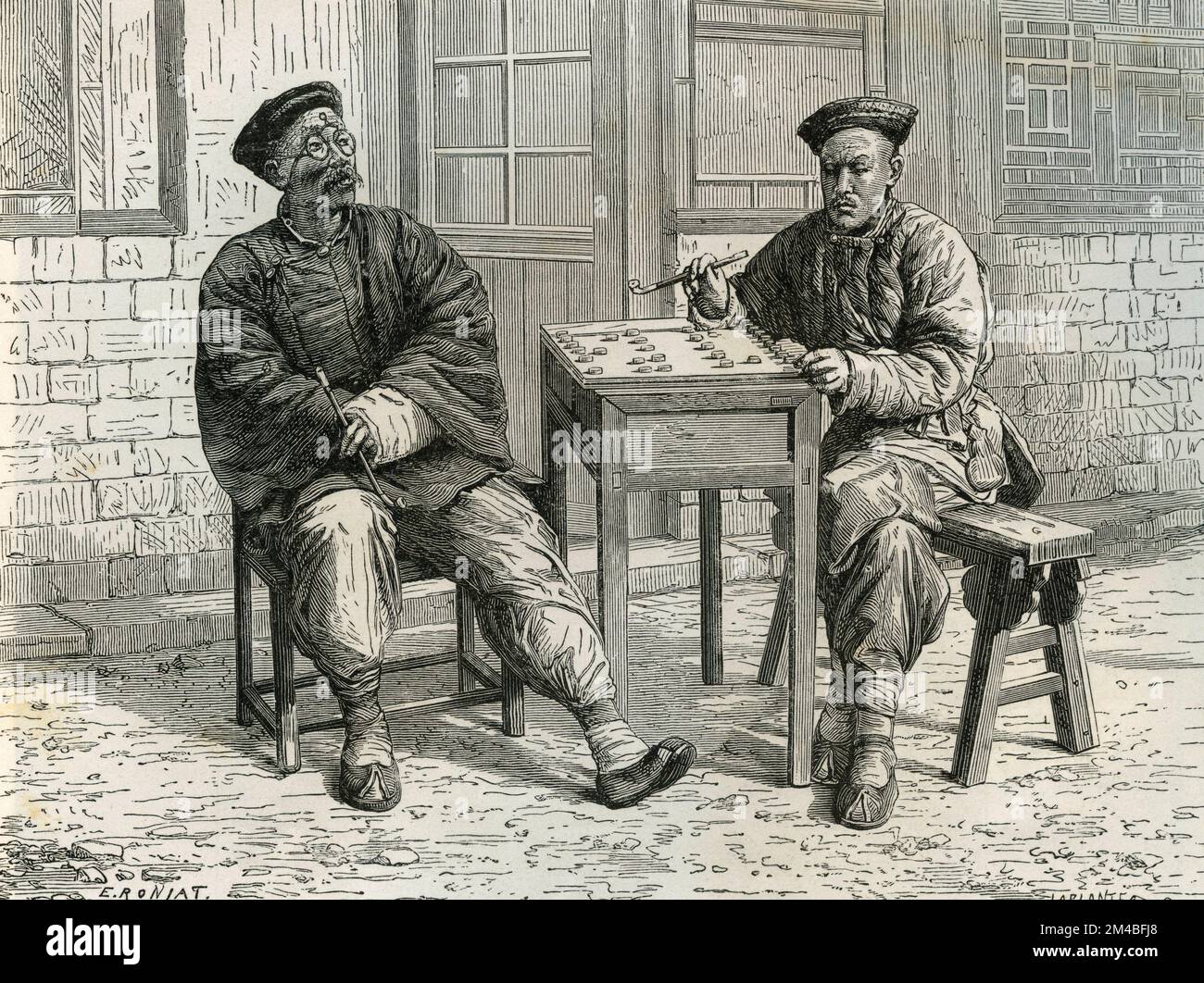 Chinese chess players, China, illustration 1871 Stock Photo - Alamy
