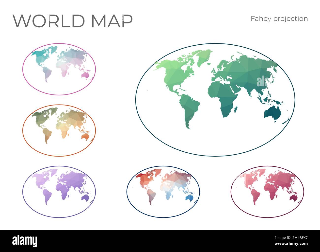 Low Poly World Map Set Fahey Pseudocylindrical Projection Collection Of The World Maps In