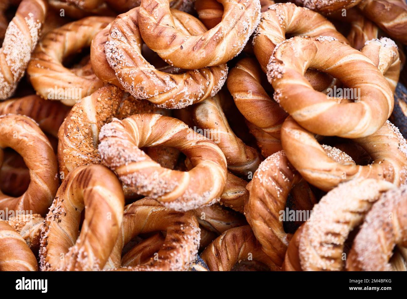 Krakow, Poland. December 18, 2022. Traditional pretzels called ...